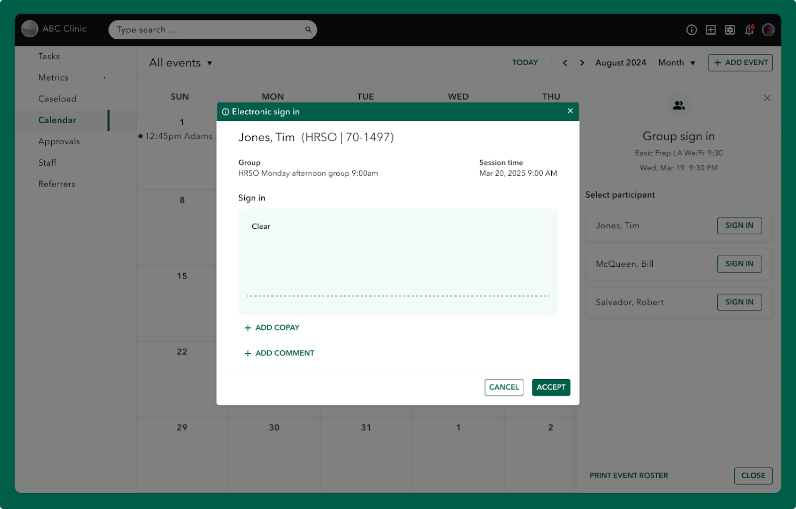 Managing electronic sign-in and sing-out in TreatAnyone – TreatAnyone